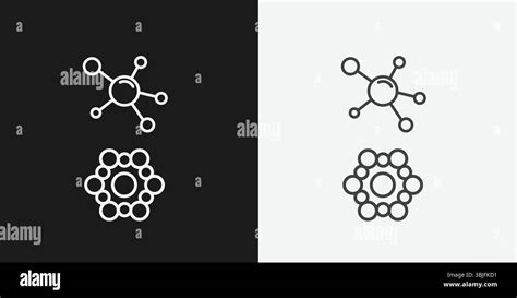 Orbital Atom Model And Molecular Structure On Black And White Backgrounds Representing Physics