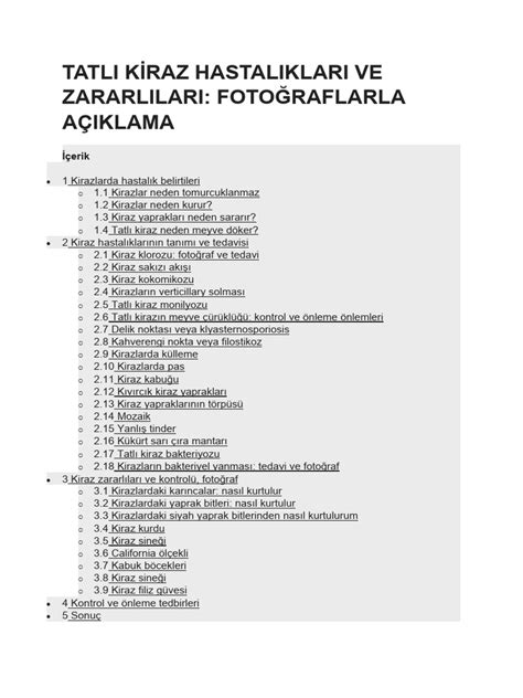 Tatli Ki̇raz Hastaliklari Ve Zararlilari Pdf