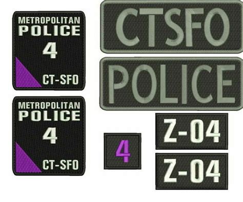 Metropolitan Police 4 Ctsfo Embroidery Patches 4x45 Hook Purple Corner Set Etsy