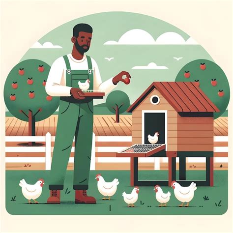 Premium Vector Farmer Feeding Chickens Vector Design