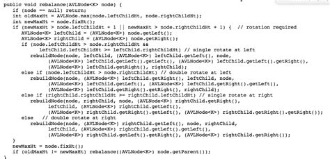 the method rebalance is used to rebalance an avl
