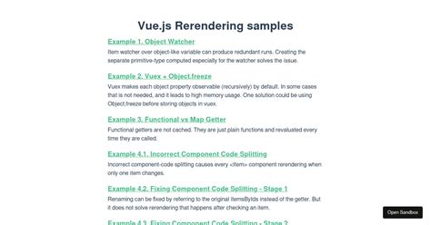 Rerendering Article Vue2 Codesandbox