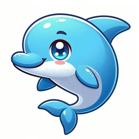 Cute Dolphin Cartoon Isolated On White Background Suitable For Making
