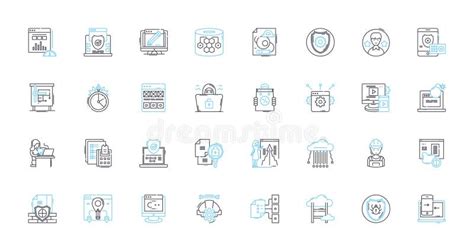 Online Defense Linear Icons Set Firewall Encryption Vulnerabilities