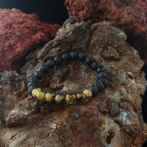 Dragon Veins Agate And Lava Bracelet Icelandic Mythology Bracelet