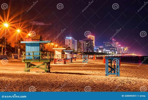 Ai Generatedmiami Miami Beach With Colorful Lifeguard Towers And