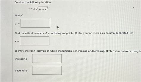 Solved Consider The Following Functionyx36 X22find