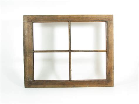 Vintage Wood Window Frame 4 Pane 8x10 Without Glass Weathered