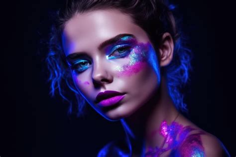 Premium Ai Image High Fashion Model Metallic Silver Lips And Face