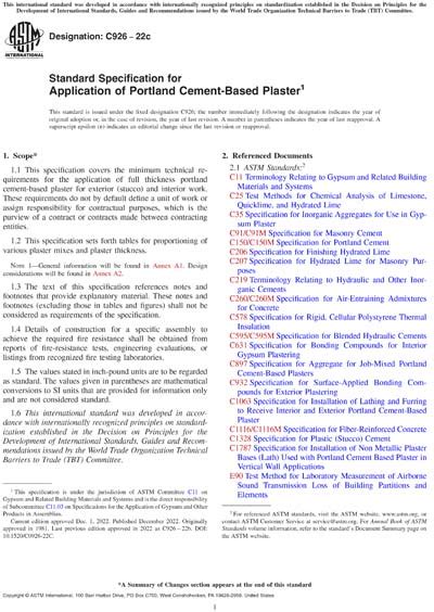 ASTM C926 22c Standard Specification For Application Of Portland