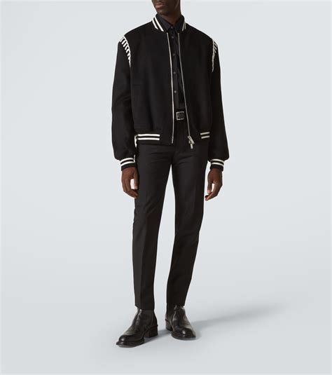 Embroidered Wool Bomber Jacket In Black Alexander Mc Queen Mytheresa