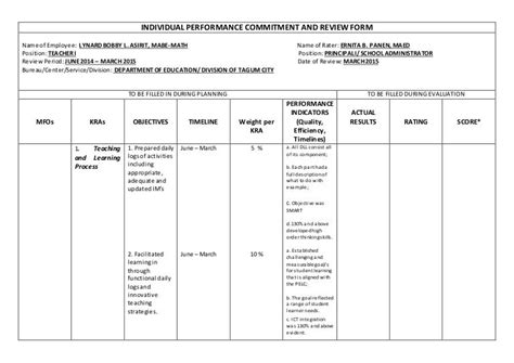 Individual Performance Commitment And Review Form