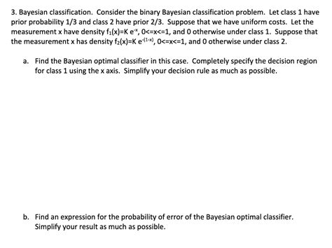 Solved 3 Bayesian Classification Consider The Binary