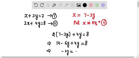 Solved Find The Solution To The System Of Equations X 3y 7 And 2x