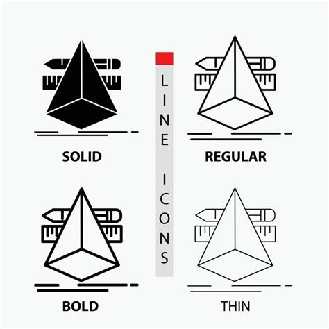 3d. design. designer. sketch. tools Icon in Thin. Regular. Bold Line and Glyph Style. Vector ...