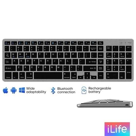 Rechargeable Wireless Bluetooth Keyboard Silver E76 Computers And Tech