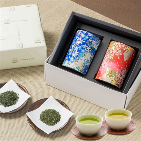 Amazon 日本茶ギフト 2種 こだわりの備長炭火入れ静岡茶 深蒸し製法掛川茶 お茶 高級和染缶入 川本屋茶舗 100g×2缶