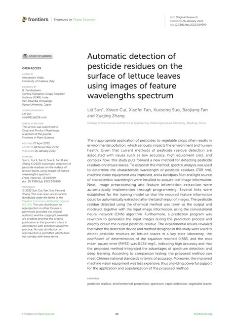 Pdf Automatic Detection Of Pesticide Residues On The Surface Of
