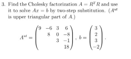 Find The Cholesky Factorization A Rfr And Use It Chegg