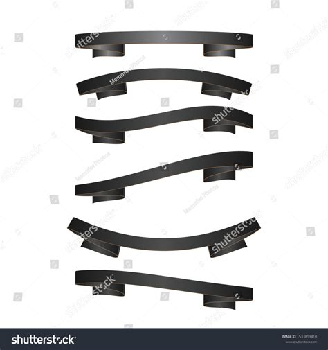Black Ribbon Set 6 Pieces Illustration Stock Vector Royalty Free