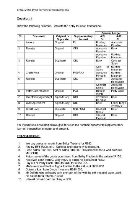 Accounting Cycle Extra Exercise Accounting Cycle Exercises For Homework Question 1 Draw The Accounting Cycle Extra Exercise Accounting Cycle Exercises For Homework Question 1 Draw The