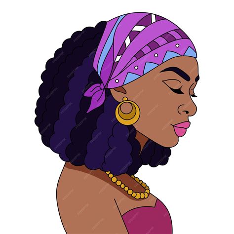 Premium Vector African Black Woman Head Wrap Scarf Bandana Braids