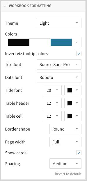 Workbook Settings Overview