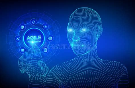 Agile Software Development Methodology Concept On Virtual Screen