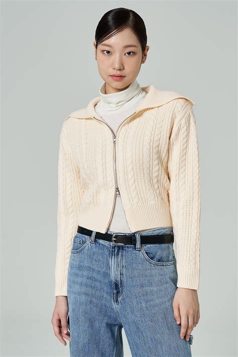 8seconds Cable Collar Neck Cardigan Ivory Cardigans For Women Kooding