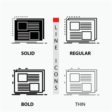 Content Design Frame Page Text Icon In Thin Regular Bold Line And Glyph Style Vector