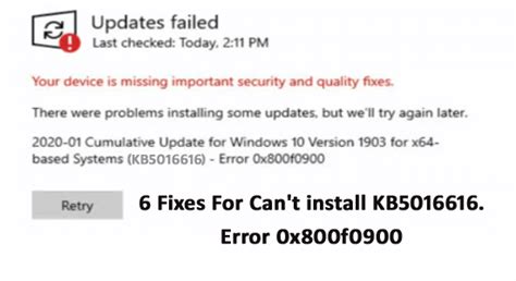 6 Fixes For Can T Install KB5016616 Error 0x800f0900