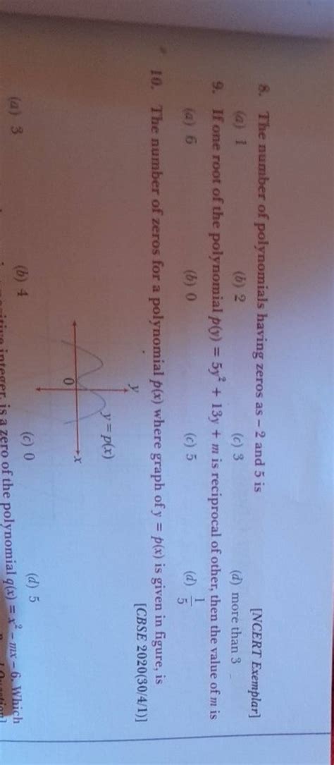 The Number Of Zeros For A Polynomial Px Where Graph Of Ypx Is Given