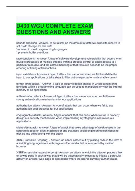 D430 Wgu Complete Exam Questions And Answers D430 Stuvia Us