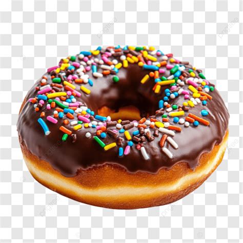 화려한 스프링클과 크림색 흰색 배경을 갖춘 초콜릿 도넛 초콜렛 도넛이 들어있는 컬러풀한 스프링클과 크리미한 초콜릿 도넛 Png 일러스트 및 이미지 에 대한 무료