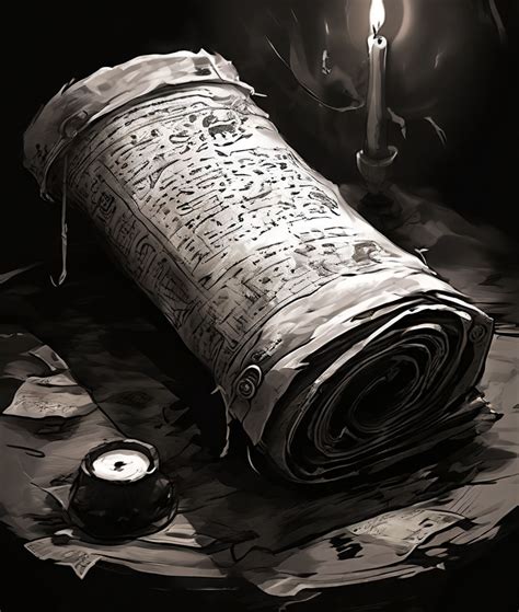 Video Game Art Of An Open Ancient Scroll With Ancient Texts By