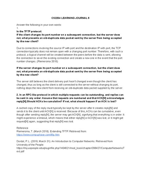 Cs2204 Learning Journal 6 Cs2204 Learning Journal 6 Answer The Following In Your Own Words 1
