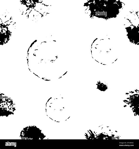 Seamless Pattern Of Stains And Splashes Black Circles And Blots Vector Illustration Stock