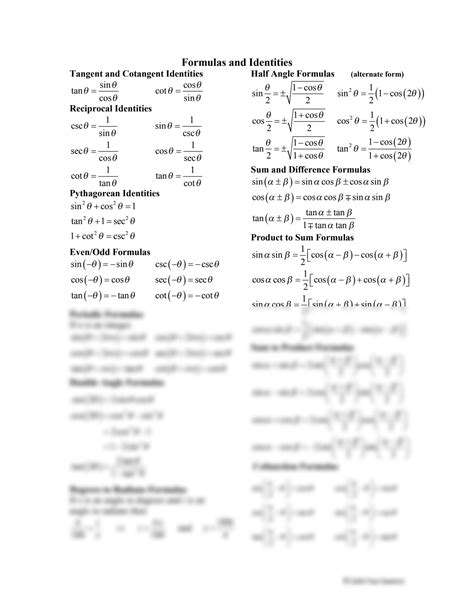 SOLUTION Trigonometry Cheat Sheet Studypool