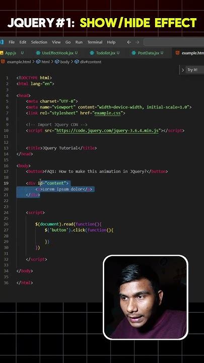 create this faq show hide animation using jquery jquery youtube
