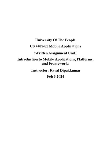 written assignment unit 1 university of the people cs 4405 01 mobile