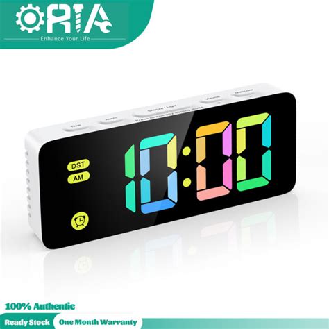 Oria Led Alarm Clock Besides Digital Clock Rgb Display Desk Clock With