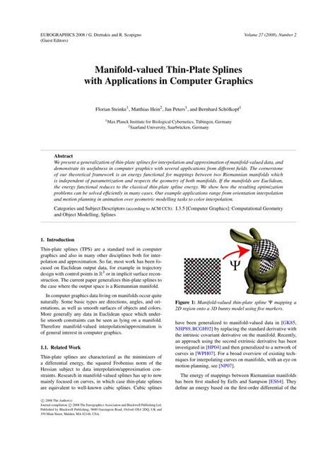 Pdf Manifold Valued Thin Plate Splines With Applications In Dokumen