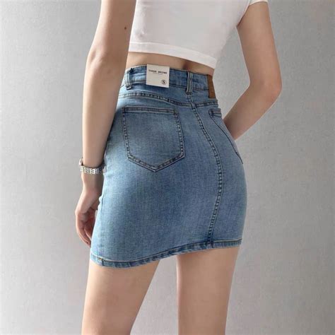 包臀半身夏一步百搭性感复古女显瘦弹力欧美紧身无内衬牛仔超短裙虎窝淘