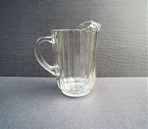 Vintage Glass Pitcher Clear Glass Refrigerator Pitcher