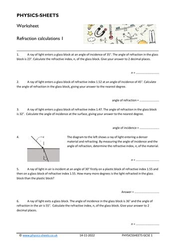 Gcse Igcse Refraction Questions And Answers Teaching Resources
