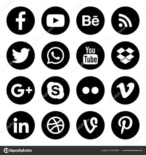 Social Media Icons Vector Black And White Images And Photos Finder
