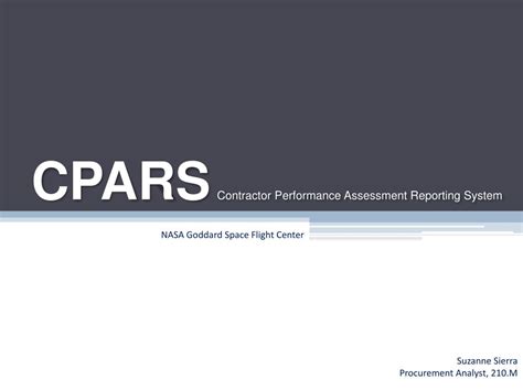Ppt Cpars Contractor Performance Assessment Reporting System