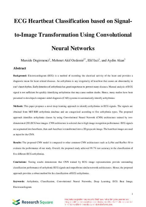 Pdf Ecg Heartbeat Classification Based On Signal To Image Transformation Using Convolutional