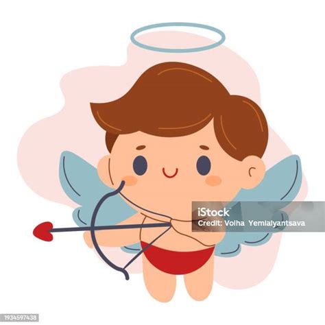 만화 캐릭터 귀엽고 사랑스러운 큐피드 아무르 아기 작은 천사 또는 에로스 신 사랑스러운 천사 컨셉 발렌타인 데이 결혼식 사랑에