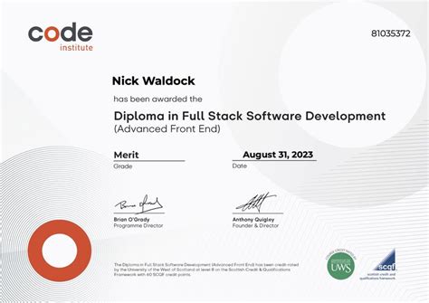 Graduated With A New Qualification From Code Institute Nicholas